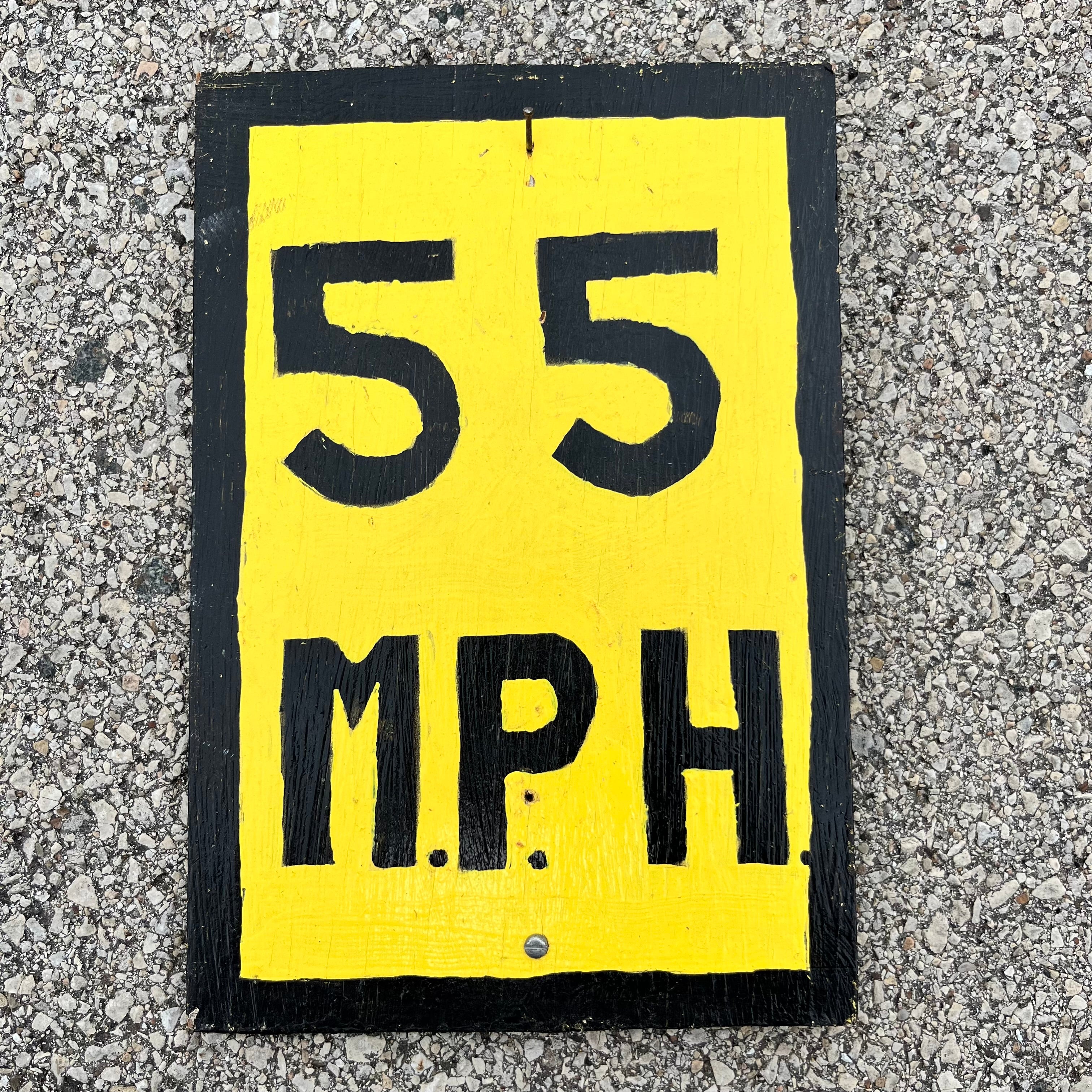 1980s Wooden 55 MPH sign. – Sad Heart Vintage
