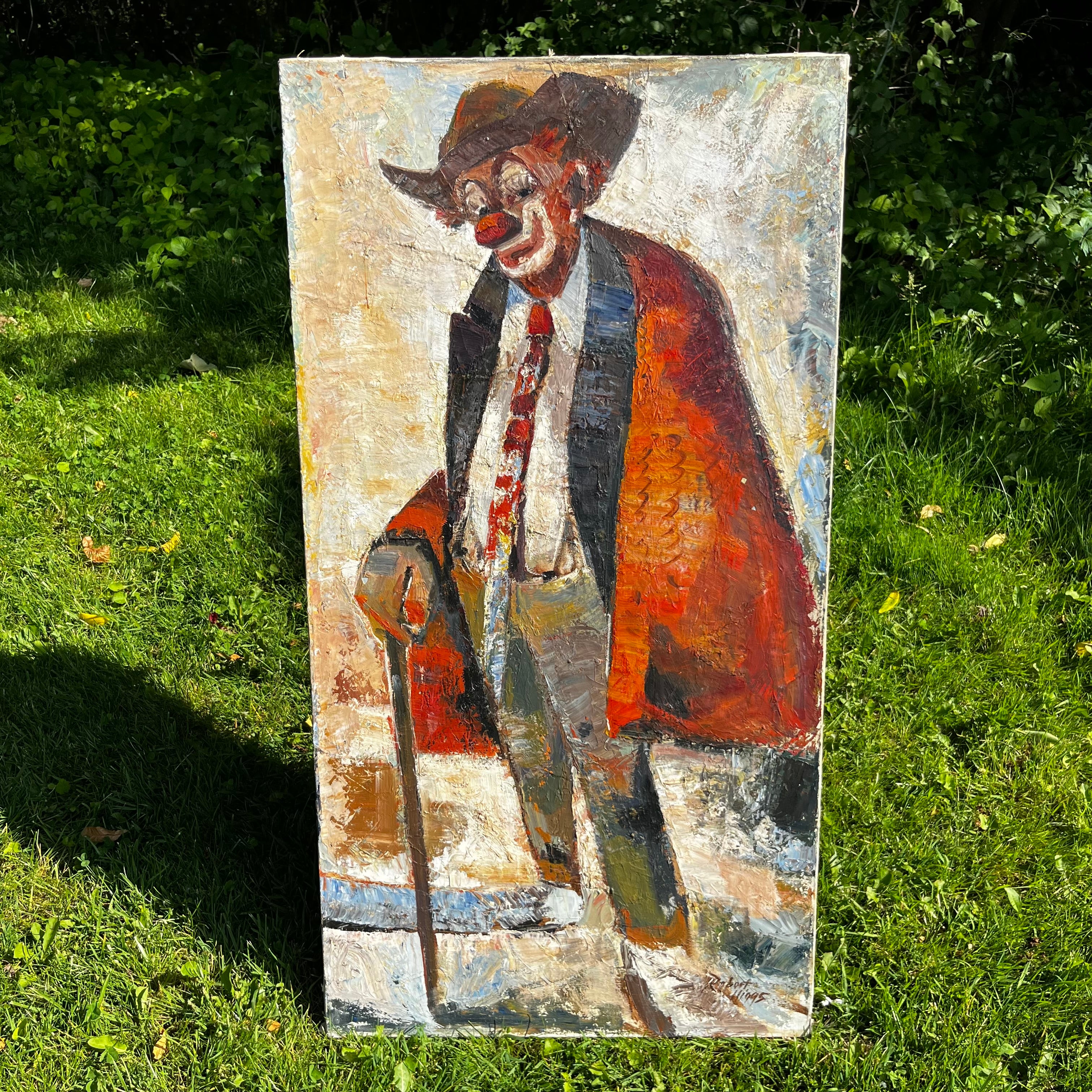 Vintage Dapper clown oil painting. – Sad Heart Vintage