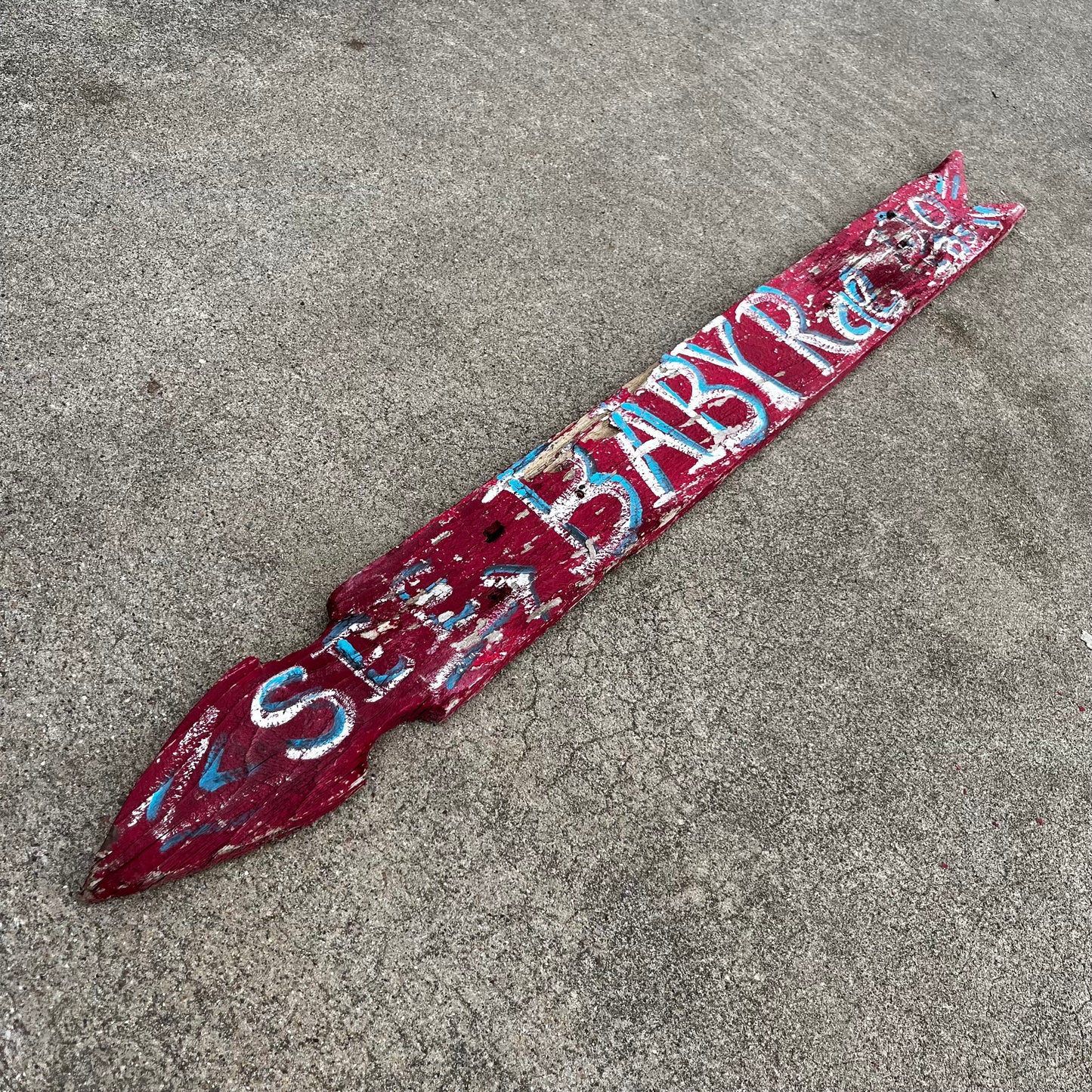 1970s "See Baby Rae, 750 lbs" directional wooden circus plank. – Sad ...