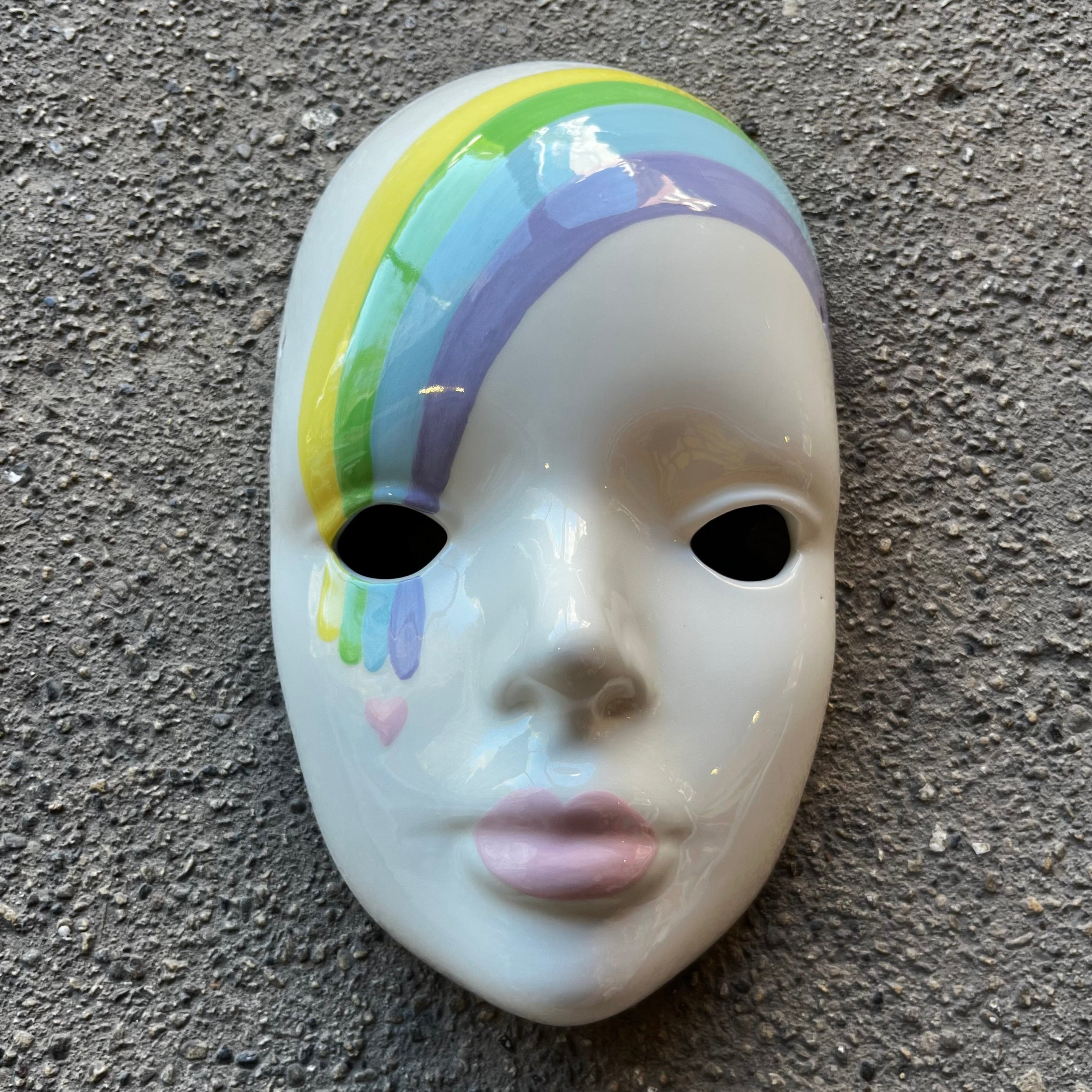 1980s ceramic mask rainbow mask. – Sad Heart Vintage